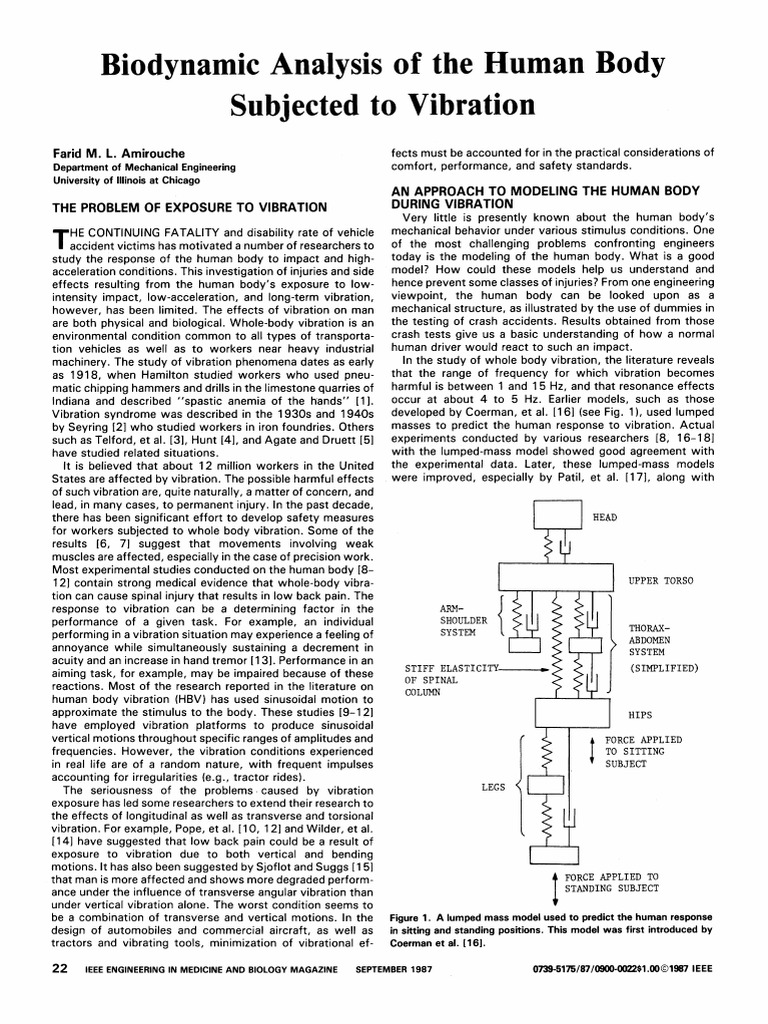 Biodynamic Analysis Body Subjected Vibration: of The Human To | PDF ...