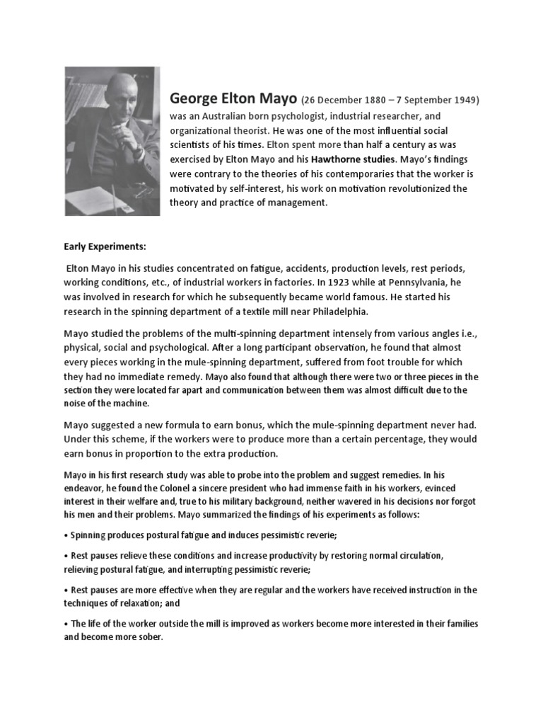 George Elton Mayo Part 1 | Psychology | Behavioural Sciences