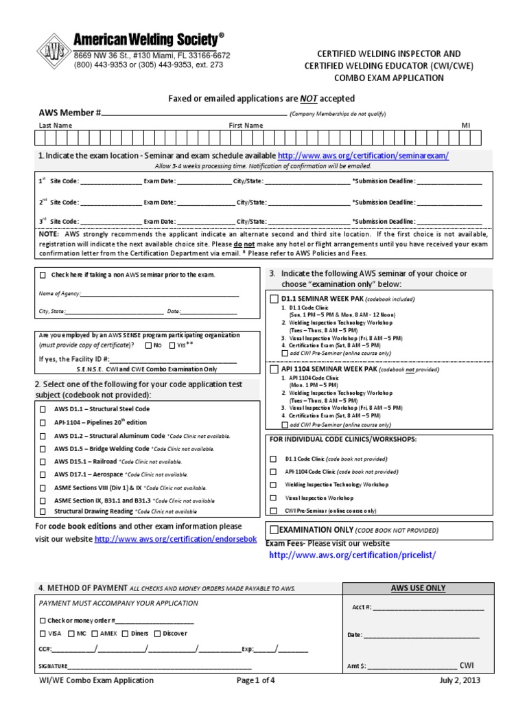 Certified Welding Inspector and Certified Welding Educator (Cwi/Cwe ...