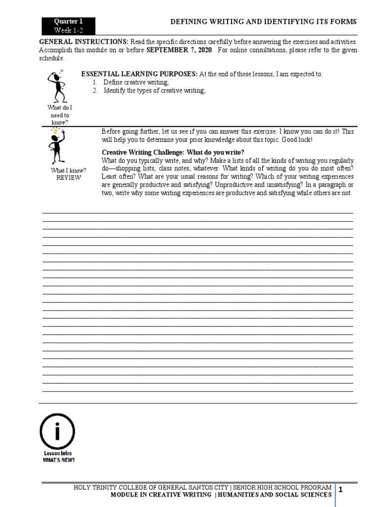 Week 1-2: GENERAL INSTRUCTIONS: Read The Specific Directions Carefully ...