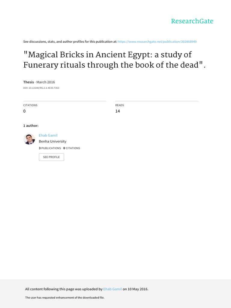 Magical Bricks in Ancient Egypt | PDF | Ancient Egyptian Religion | Funeral