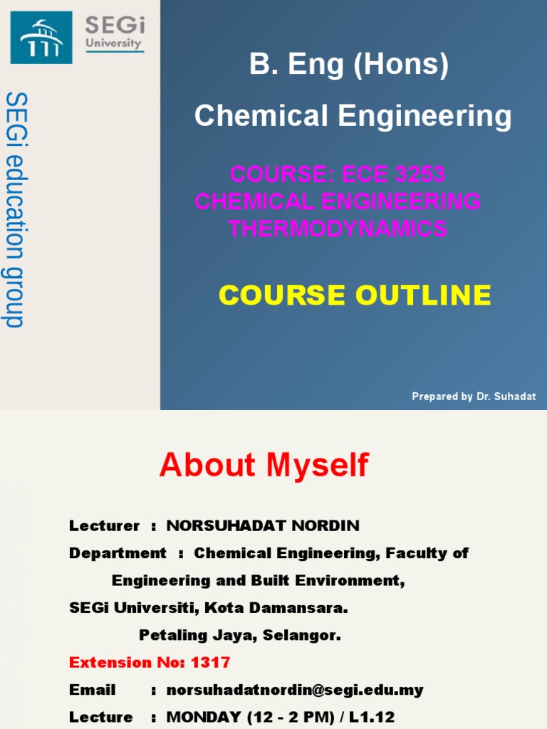 B. Eng (Hons) Chemical Engineering: Course Outline | PDF | Mathematical ...