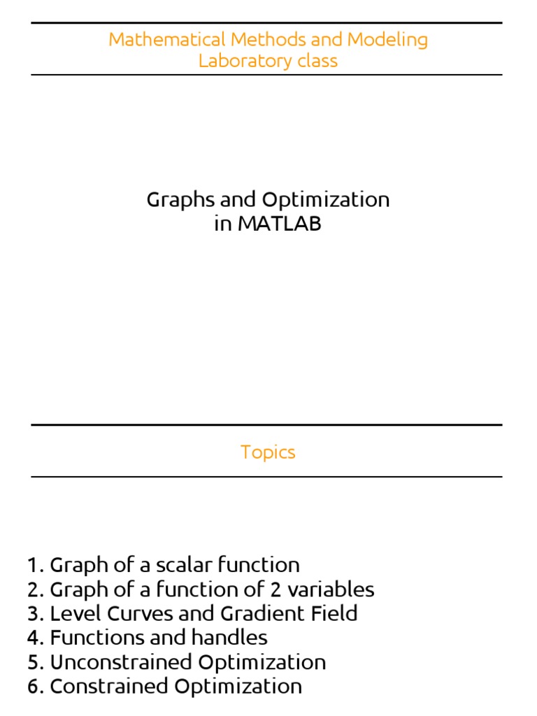 Graph And Optimization In Matlab Lab2 Pdf Mathematical Optimization