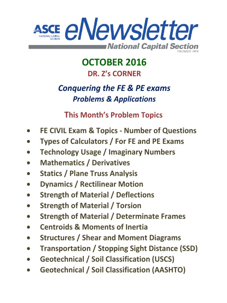 drz-201610 - Newsletter - Conquering The FE & PE Exams Problems ...