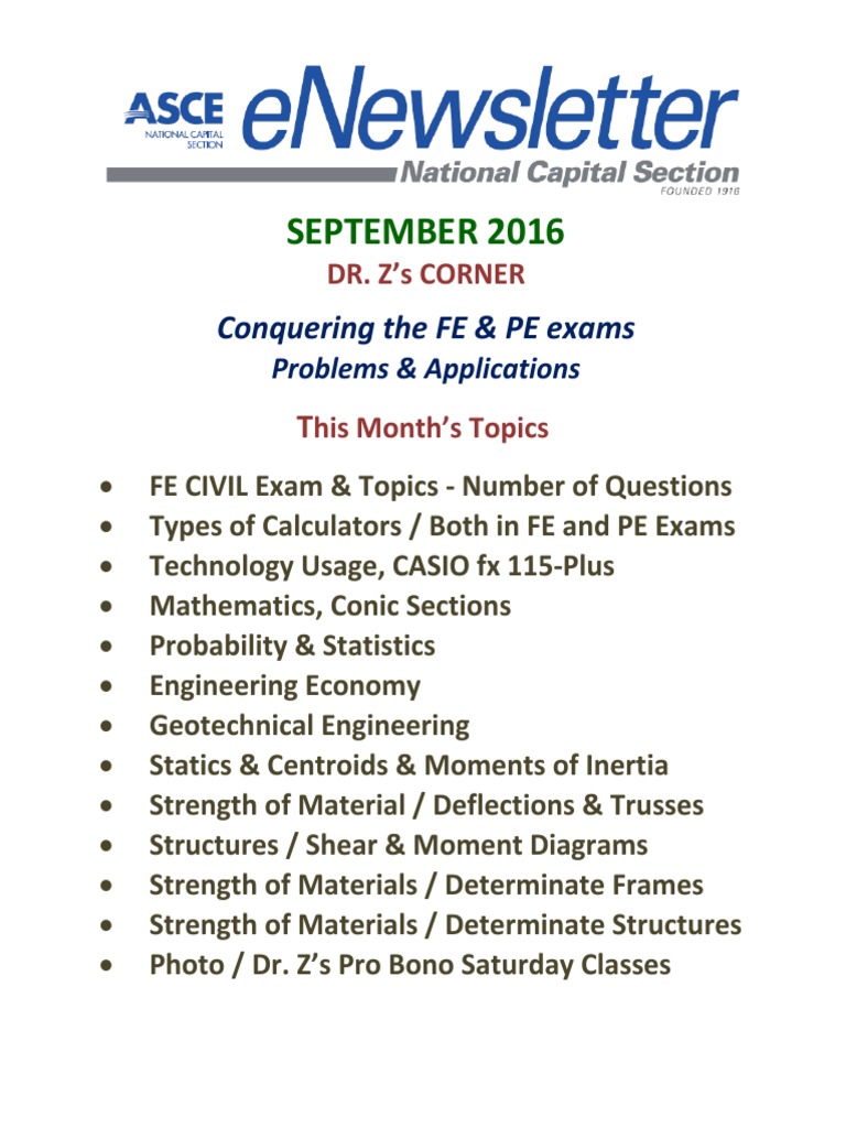 drz-201609 - Newsletter - Conquering The FE & PE Exams Problems ...