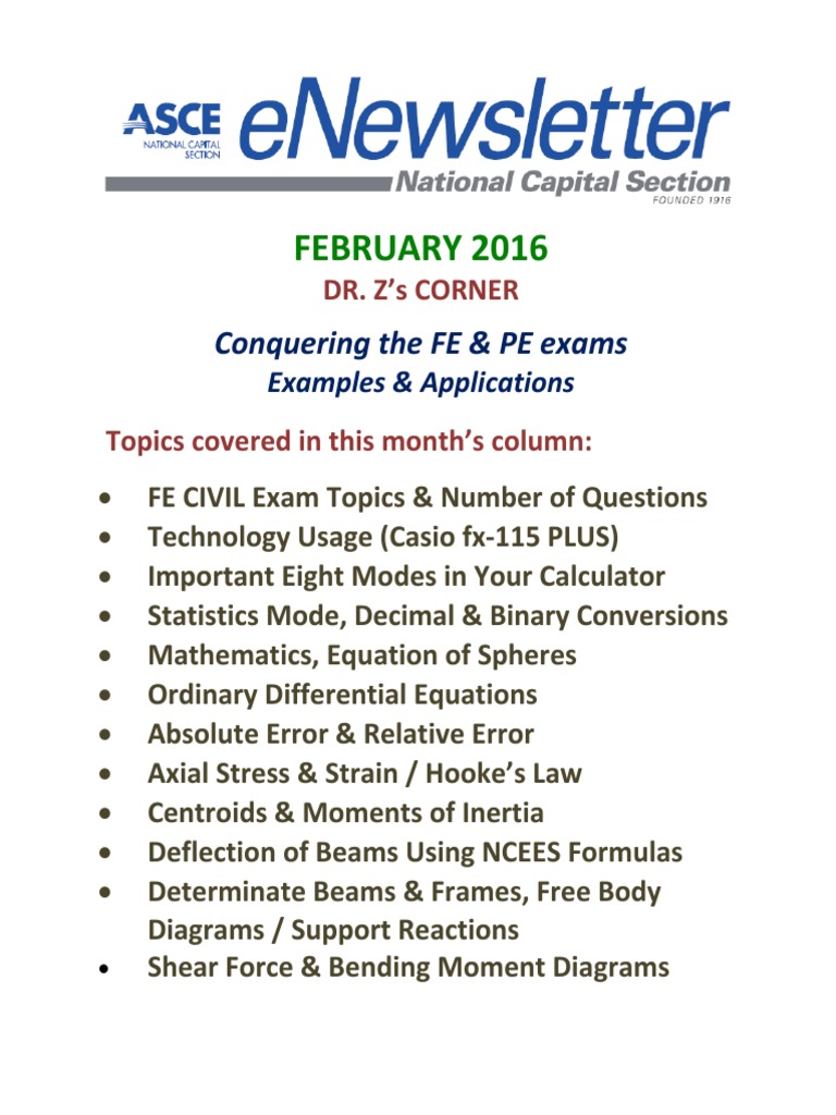 drz-201602 - Newsletter - Conquering The FE & PE Exams Problems, Solutions & Applications | PDF ...