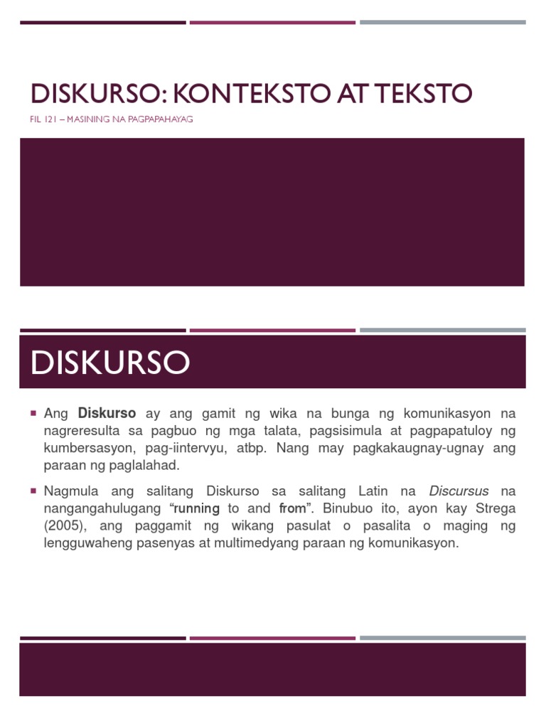 Diskurso Konteksto at Teksto | PDF