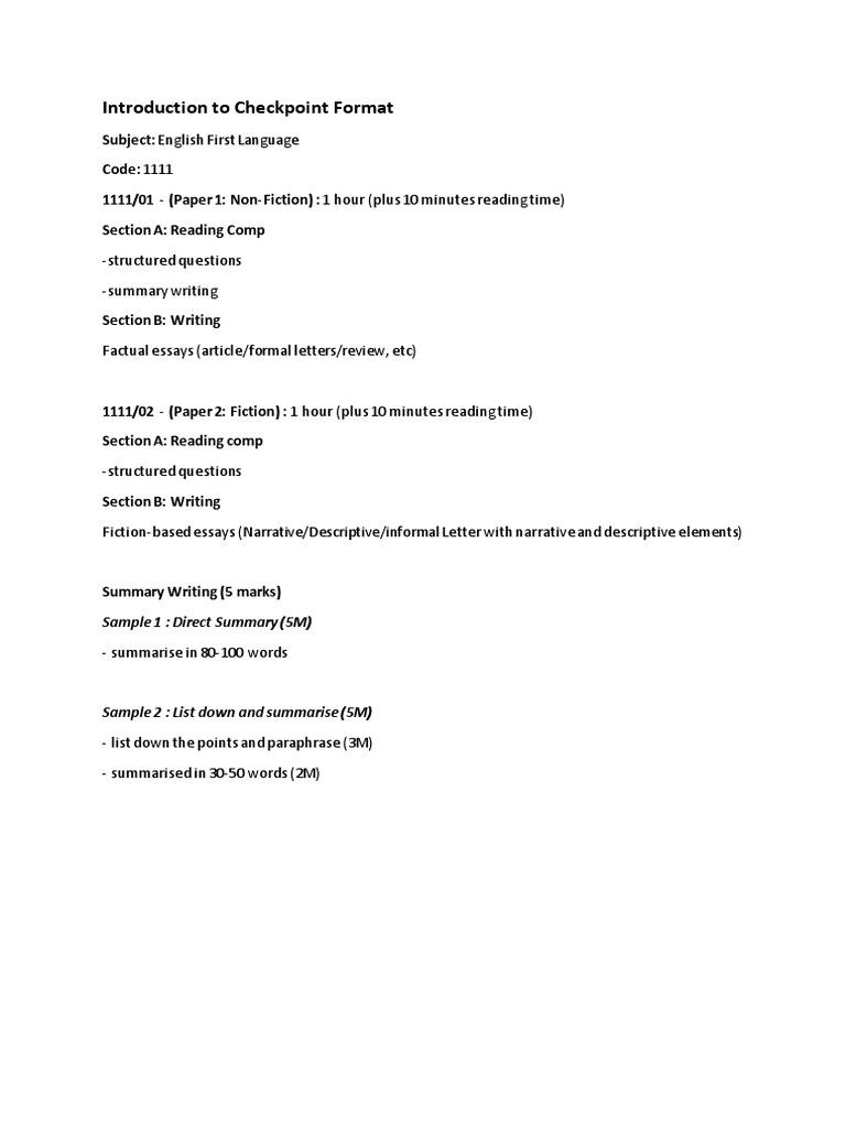 Checkpoint English Exam Overview | PDF
