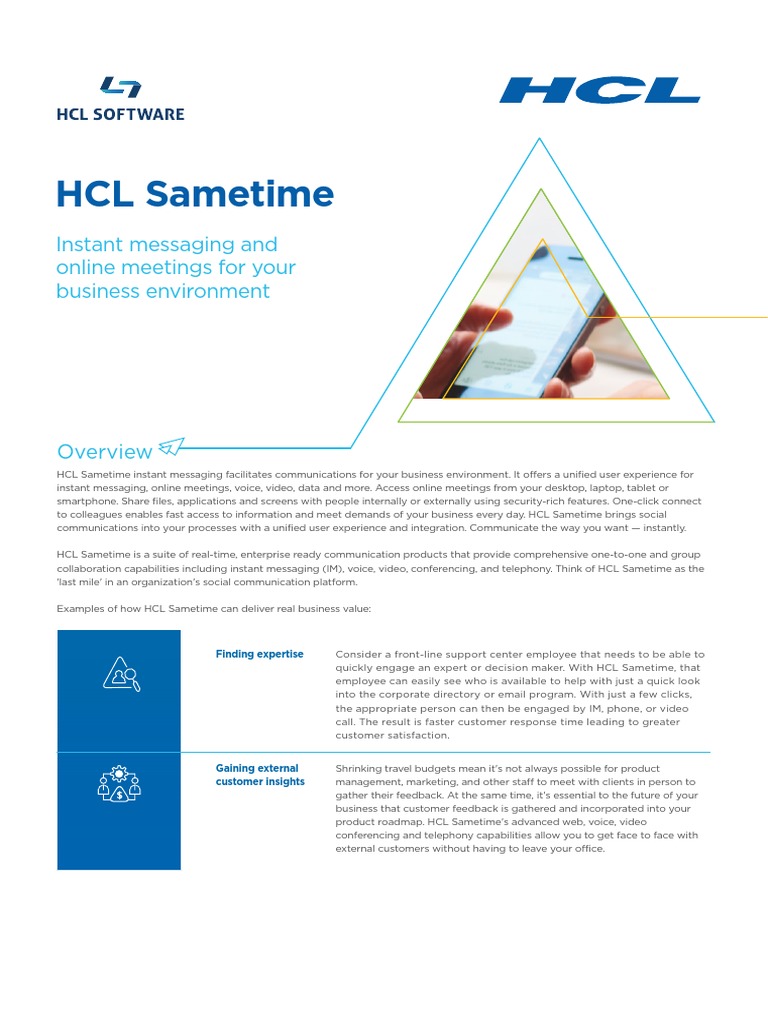 Old Brochure HCL Sametime | PDF | Instant Messaging | Web Conferencing