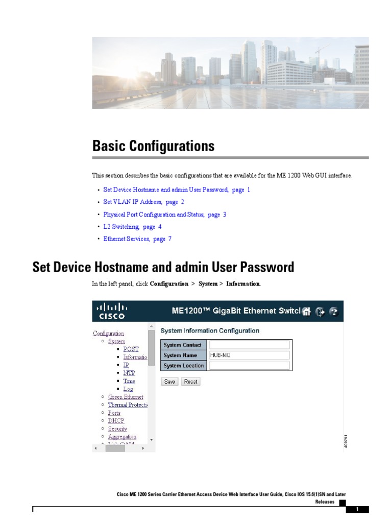 Basic Configurations: Set Device Hostname and Admin User Password | PDF ...
