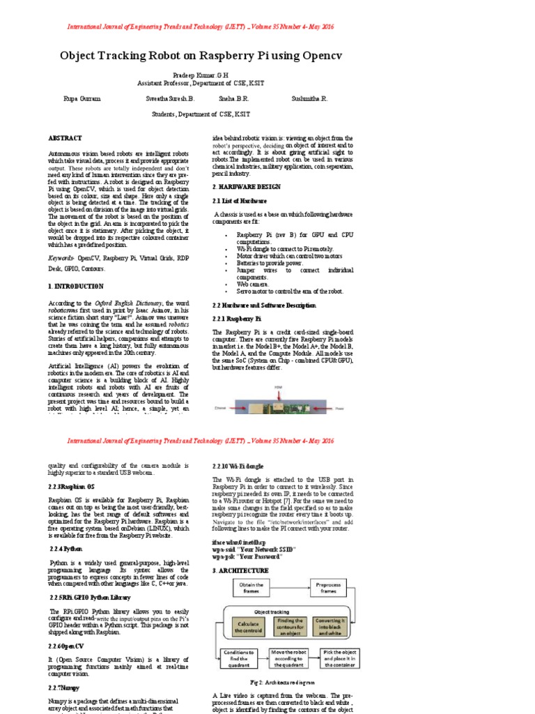 Object Tracking Robot Onraspberry Pi Using Opencv Pdf Raspberry Pi Python Programming 7675