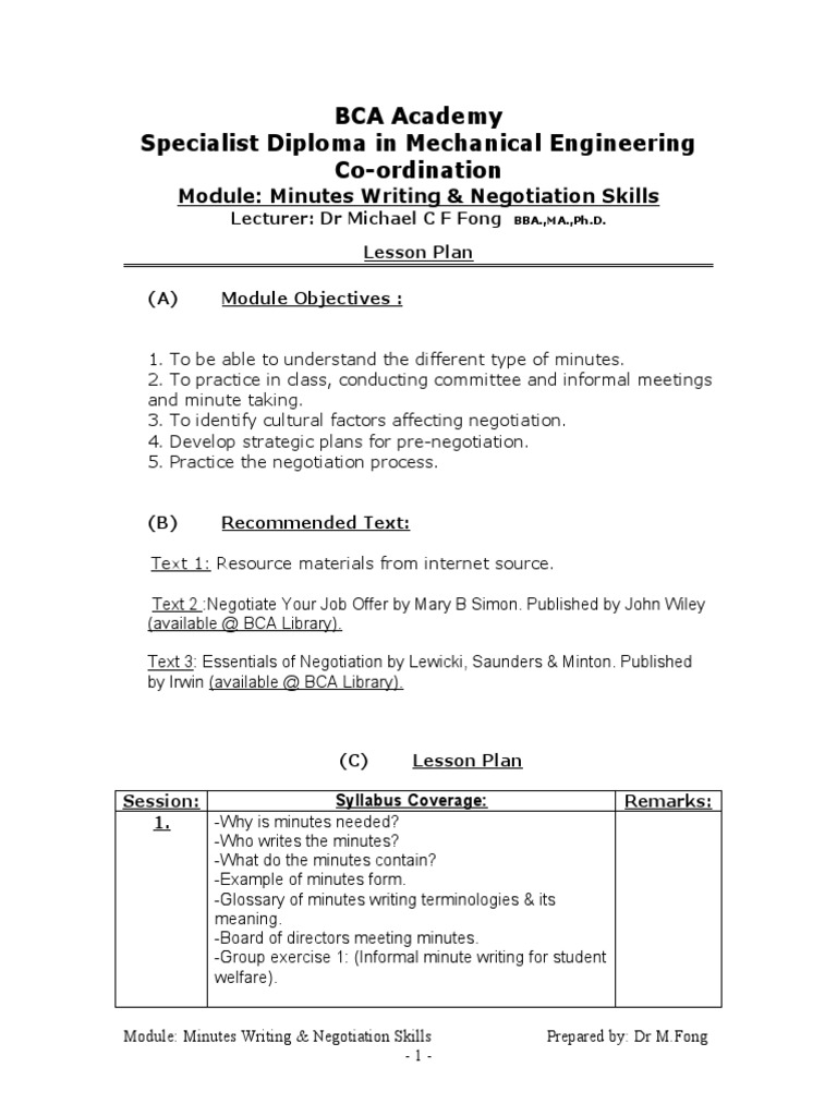 Minutes Writing & Negotiation Skills | PDF | Negotiation | Business