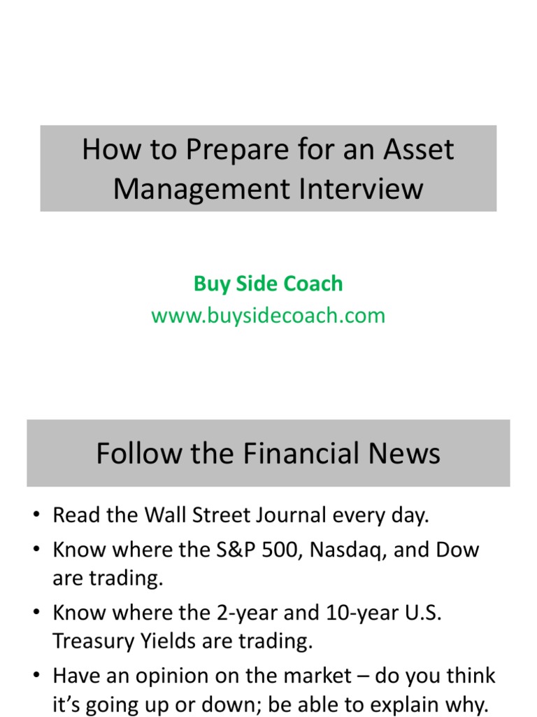 How To Prepare For An Asset Management Interview - Online Version2 PDF ...