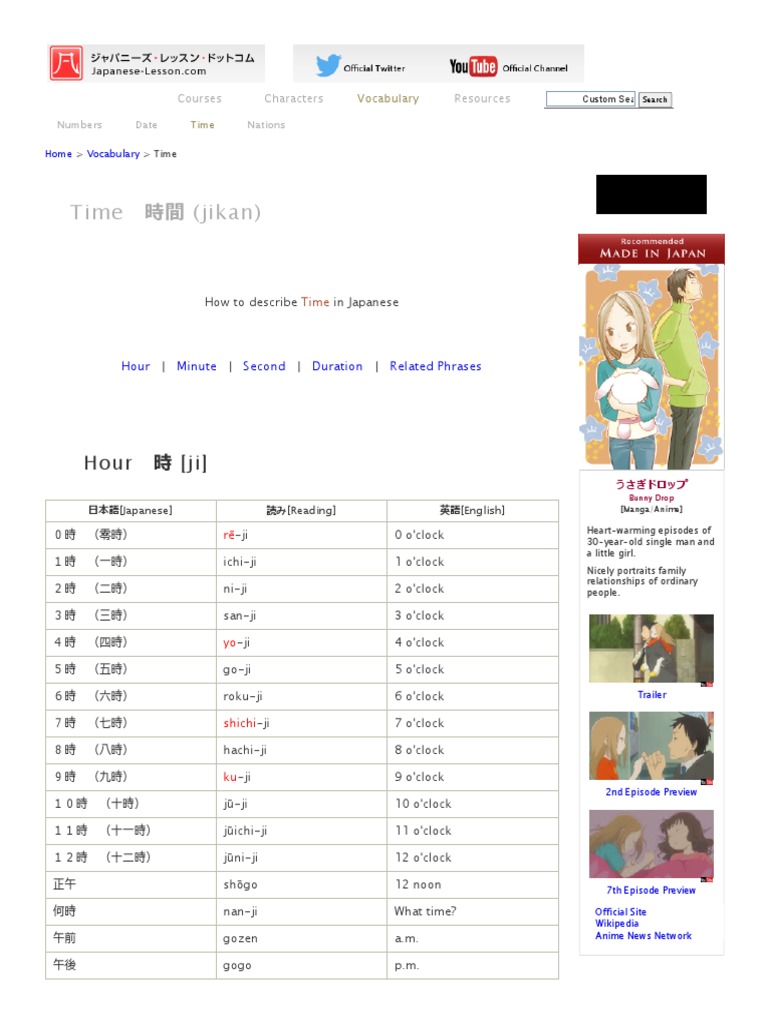 Time Japanese | PDF