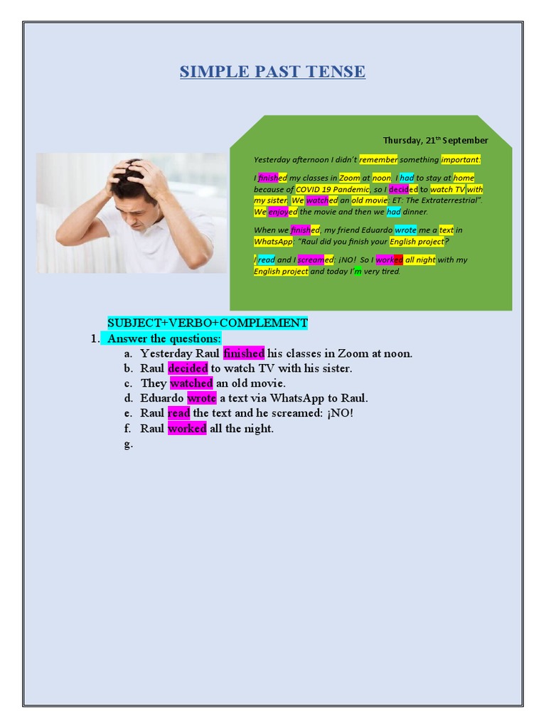 Simple Past Tense: Thursday, 21 September | PDF | Verb | Semiotics