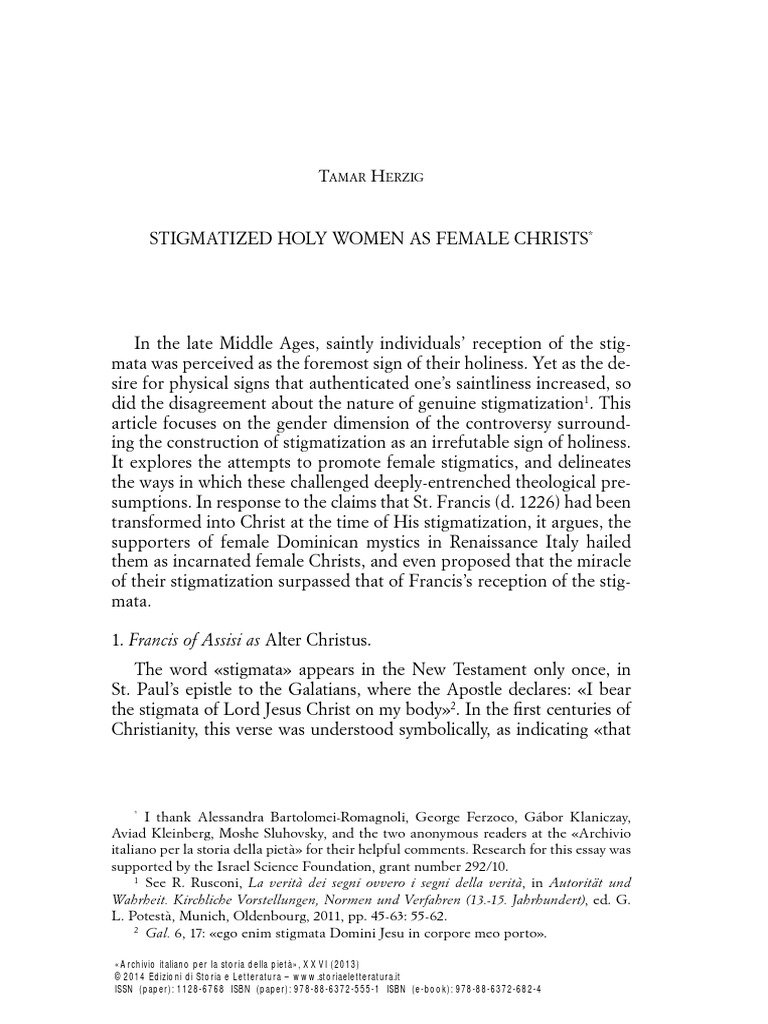 Stigmatized Holy Women As Female Christ PDF | PDF | Francis Of Assisi ...