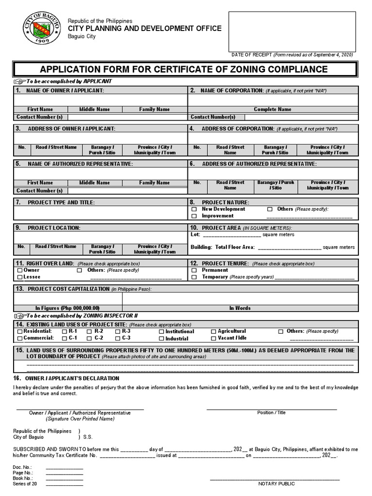 Zoning Compliance Certificate Application | PDF | Government | Business
