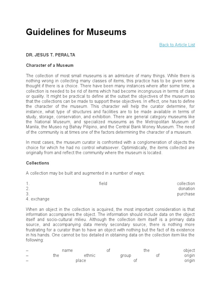 Guidelines For Museums | PDF | Chemicals | Nature