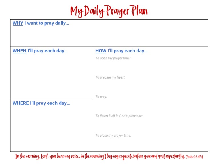 Daily Prayer Plan Worksheet PDF | PDF