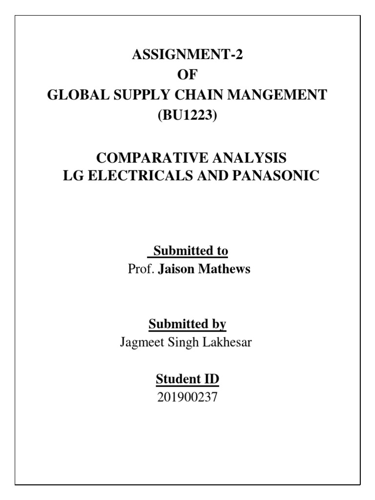 Assignment-2 OF Global Supply Chain Mangement (BU1223) : Prof. Jaison Mathews | PDF | Supply ...