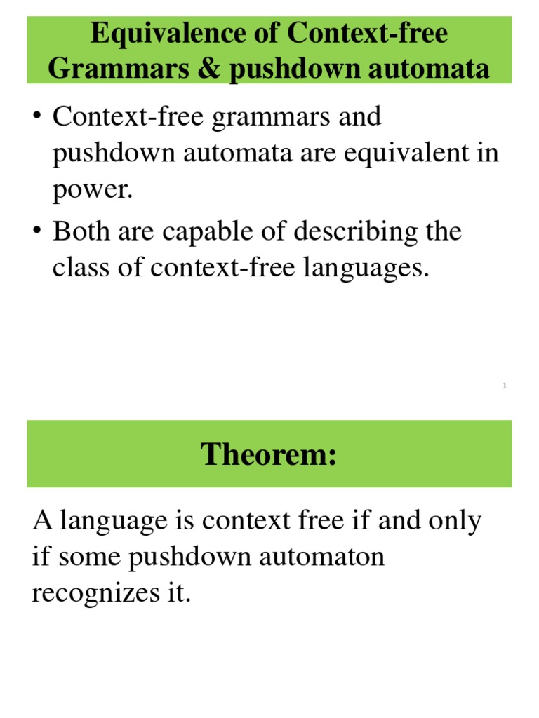 Equivalence of Context-Free Grammars & Pushdown Automata | PDF | Syntax | Models Of Computation