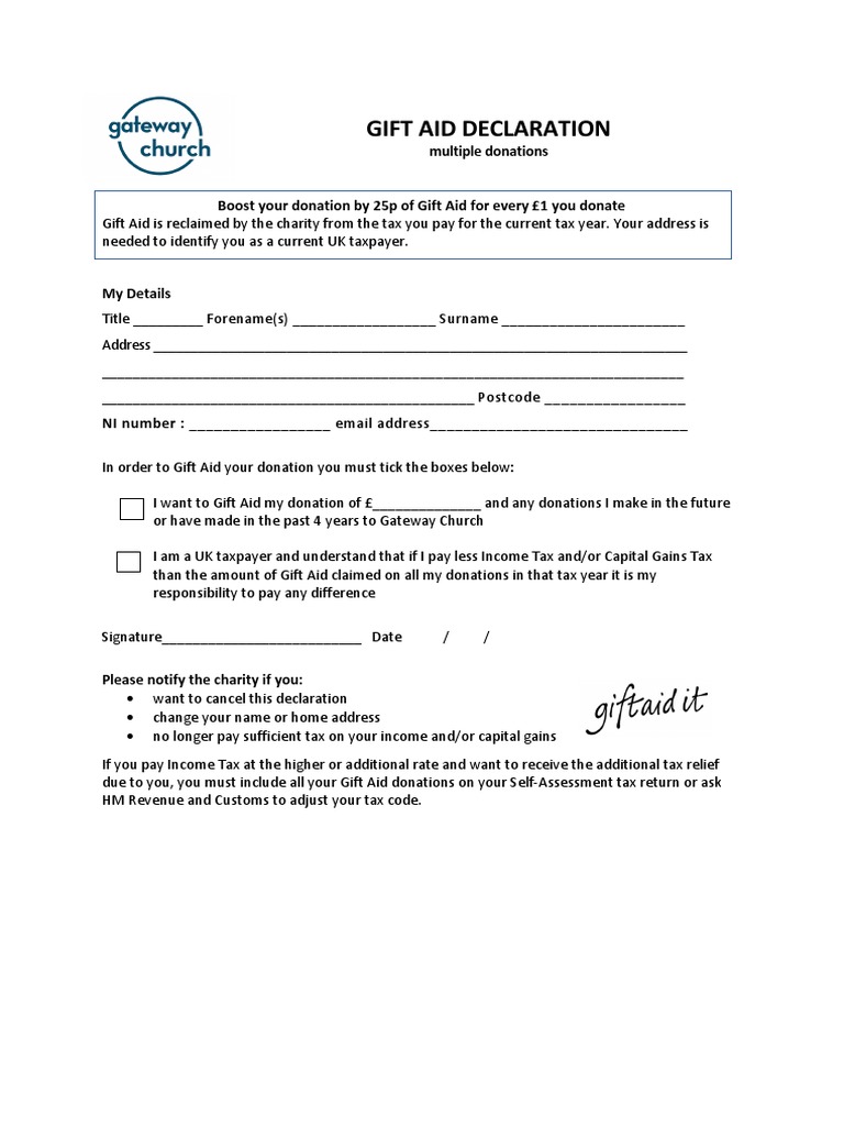 Gift Aid Declaration | PDF