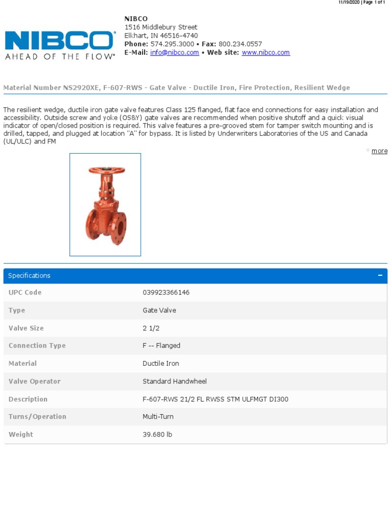Nibco Gate Valve