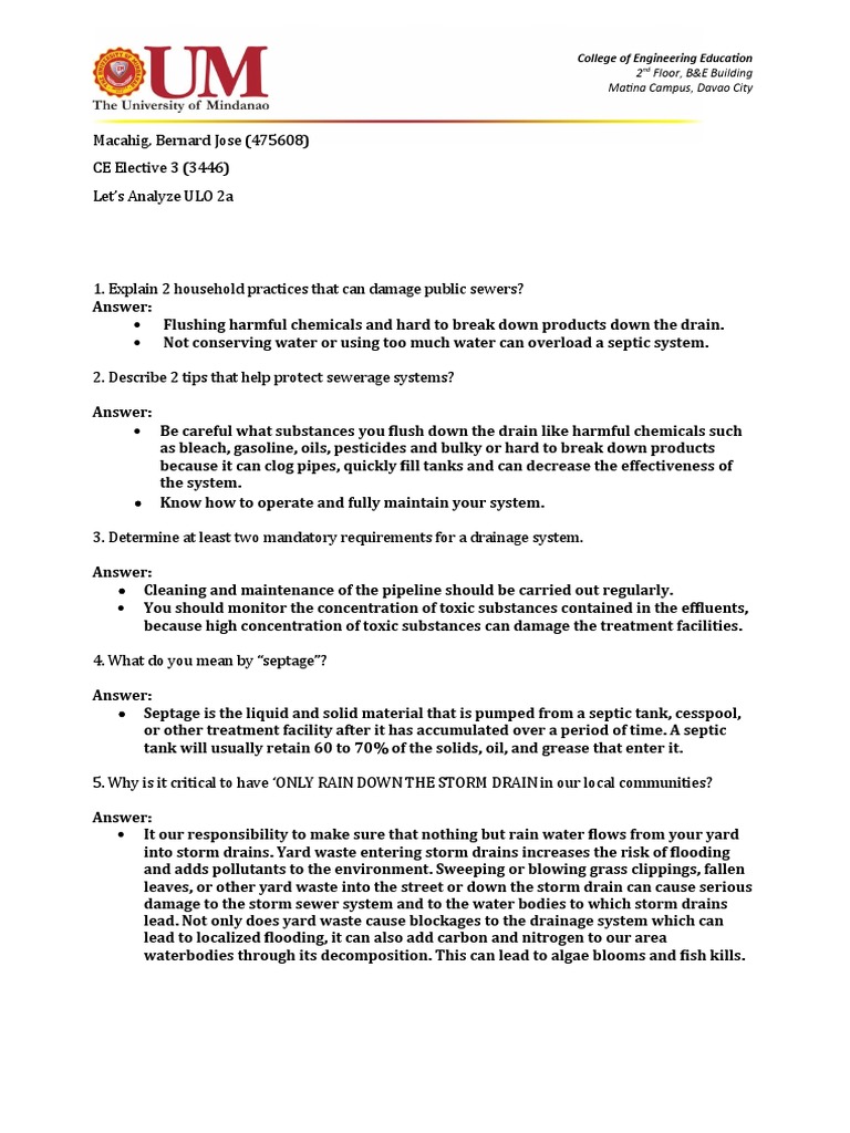 Let's Analyze ULO-2a (MACAHIG 475608) | PDF | Storm Drain | Septic Tank