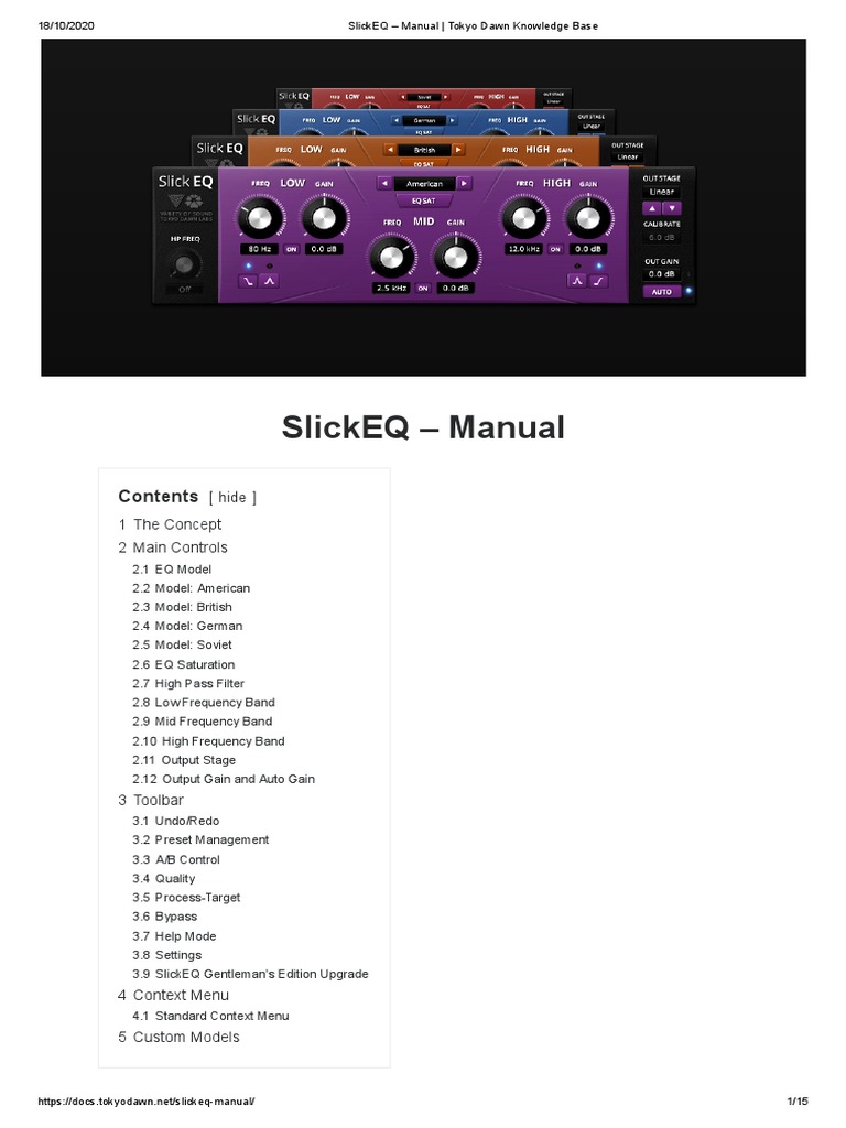 SlickEQ - Manual | PDF | Equalization (Audio) | Signal Processing