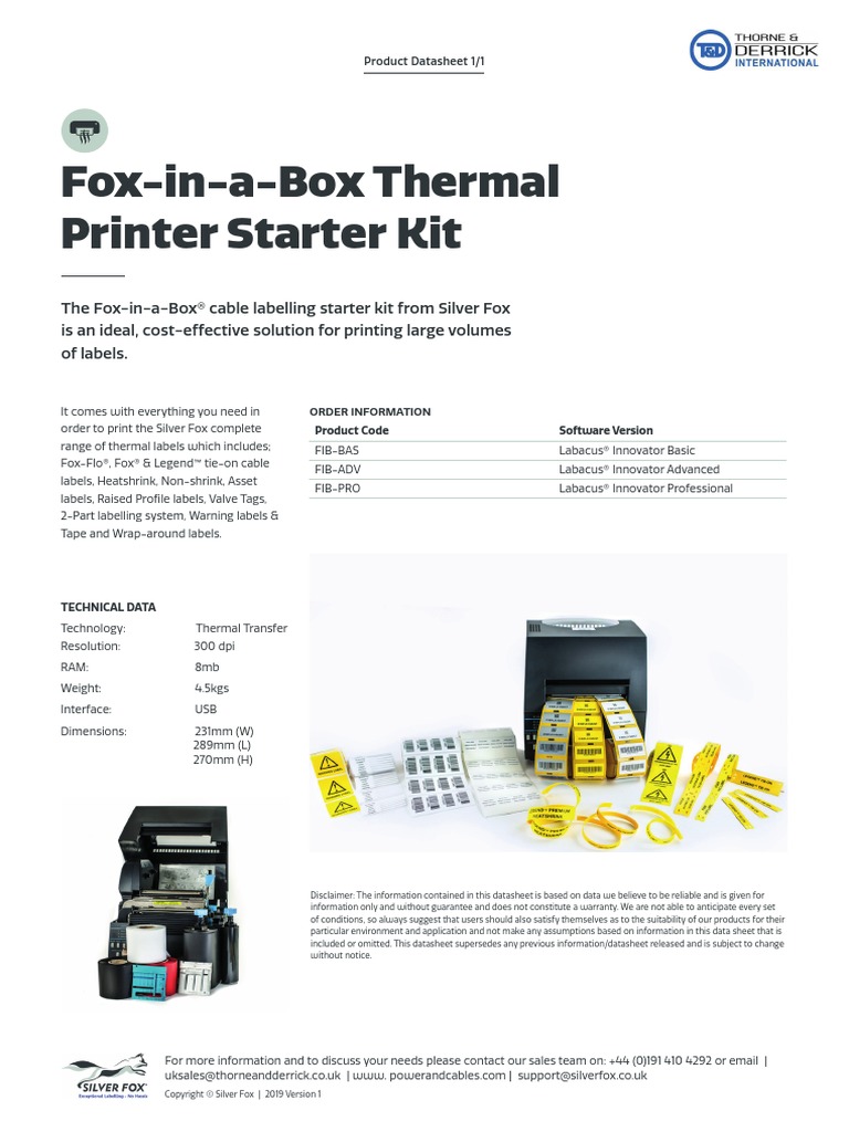 Silver Fox Fox in A Box® Thermal Printer Starter Kit | PDF | Media ...