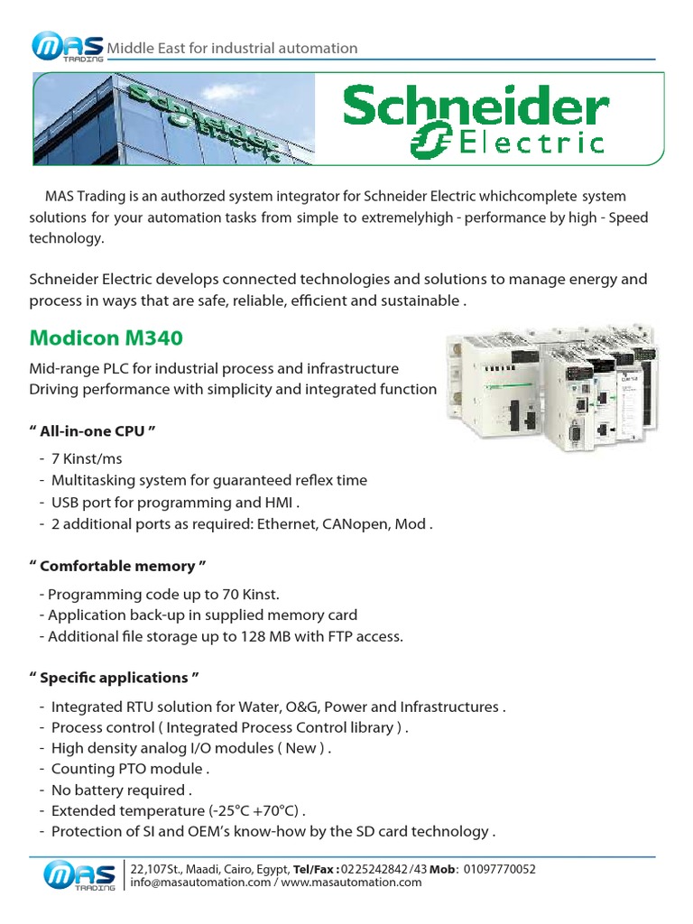 Modicon M340: Middle East For Industrial Automation | PDF | Automation ...
