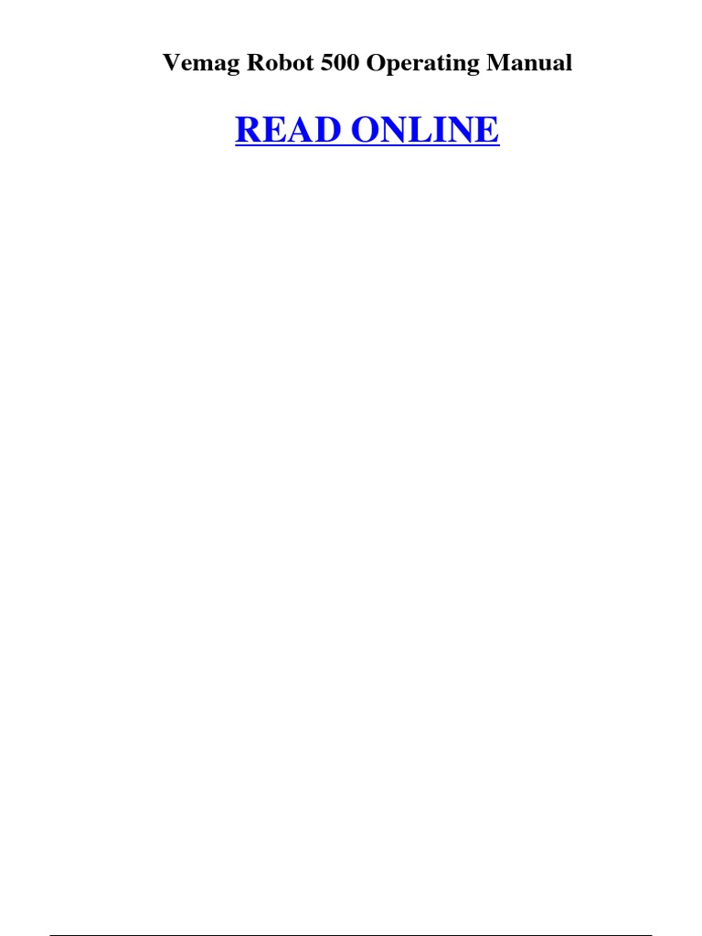 Vemag Robot 500 Operating Manual PDF | PDF | Robot | Robotics