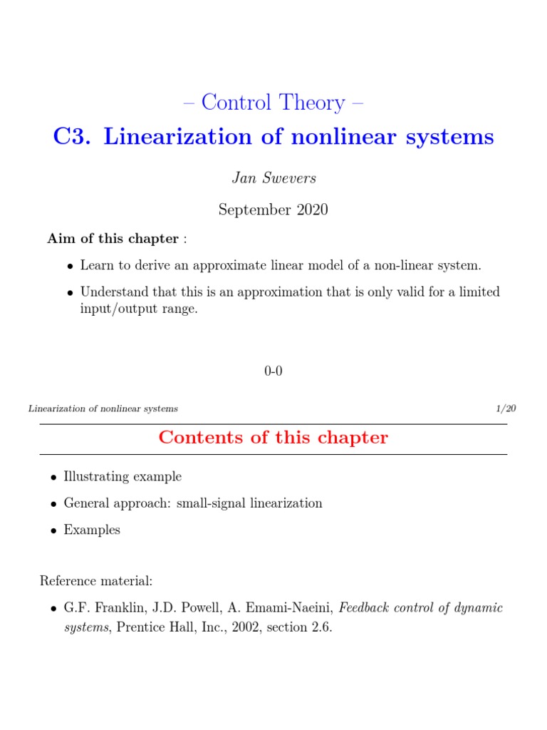 Linearization Of Nonlinear Systems Approximating Nonlinear Dynamics