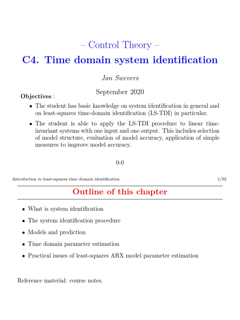 Lecture c4 System Identification | PDF | Least Squares | Discrete Time And Continuous Time