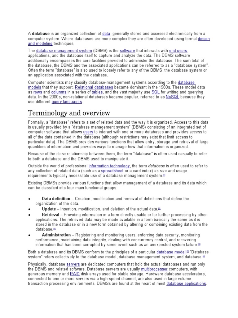 Terminology and Overview | PDF | Databases | Data Management