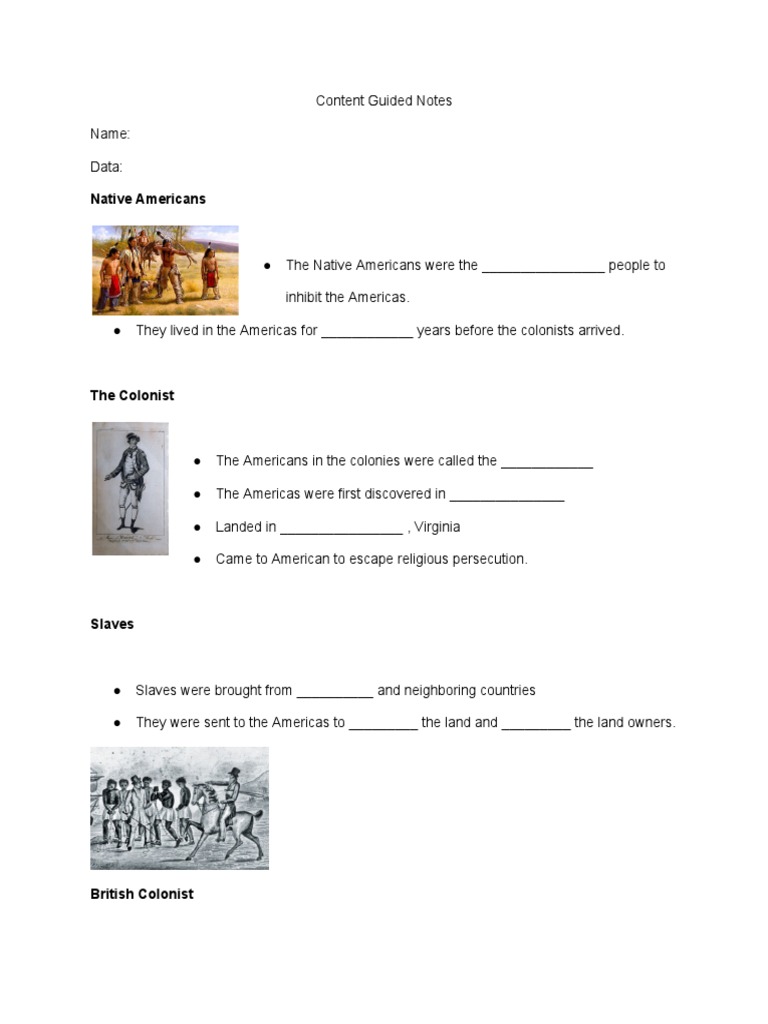 Social Studies Guided Notes 5 | PDF | Thirteen Colonies | Colonial ...