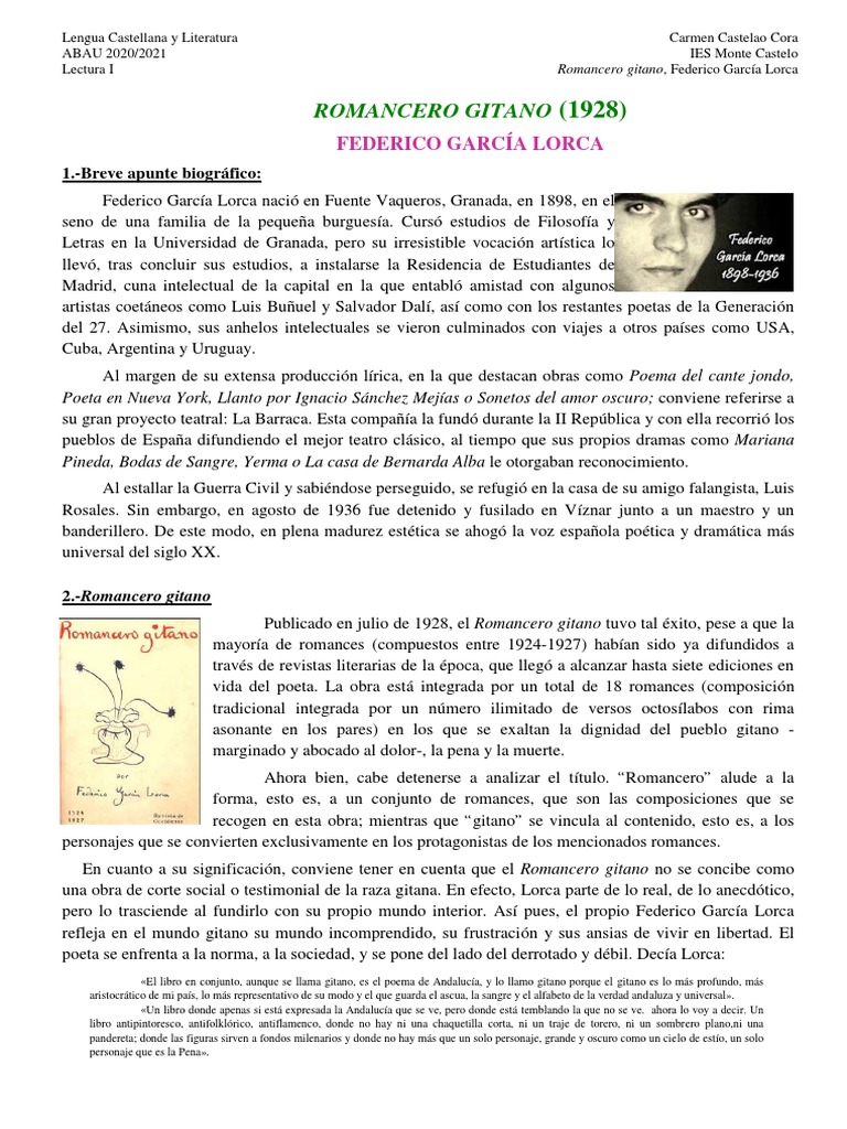 Romancero Gitano 2020-2021 | PDF | Federico García Lorca | Poesía