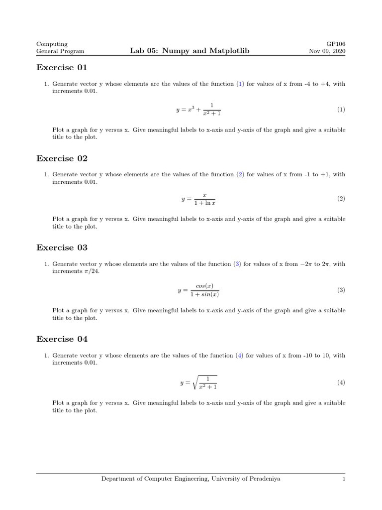 Lab Sheet 05 - Exercises PDF | PDF