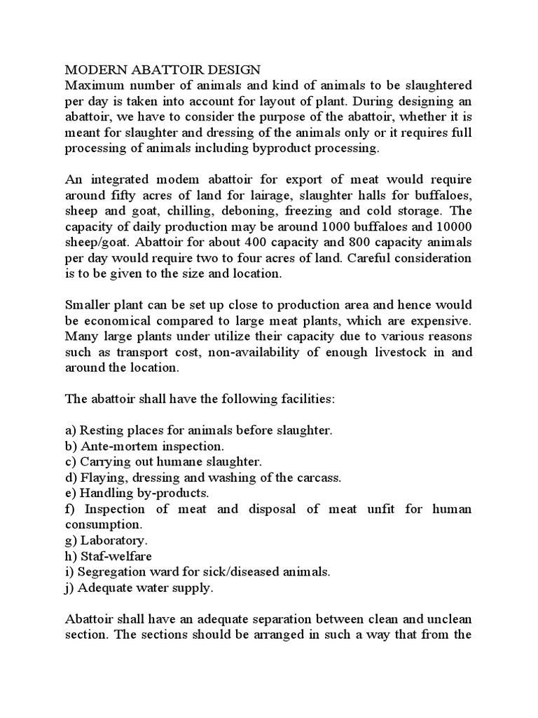 Abattoir Design | PDF | Slaughterhouse | Animal Slaughter