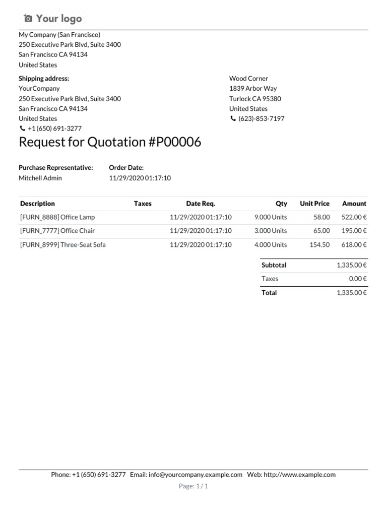 Request For Quotation - P00006 | PDF