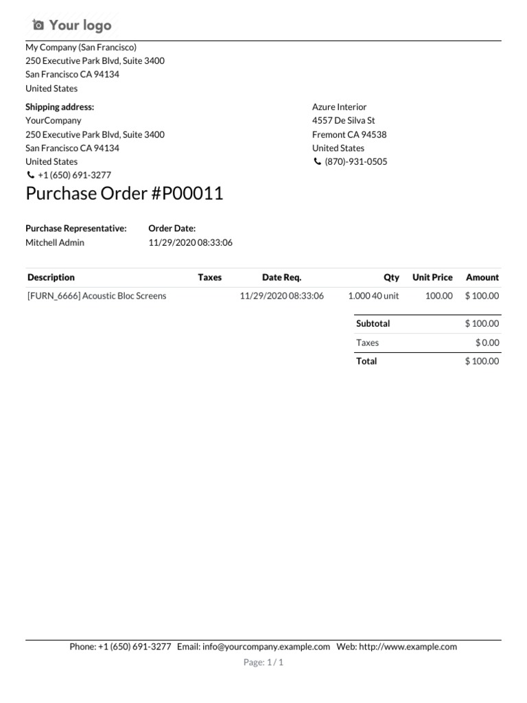 Purchase Order - P00011 | PDF