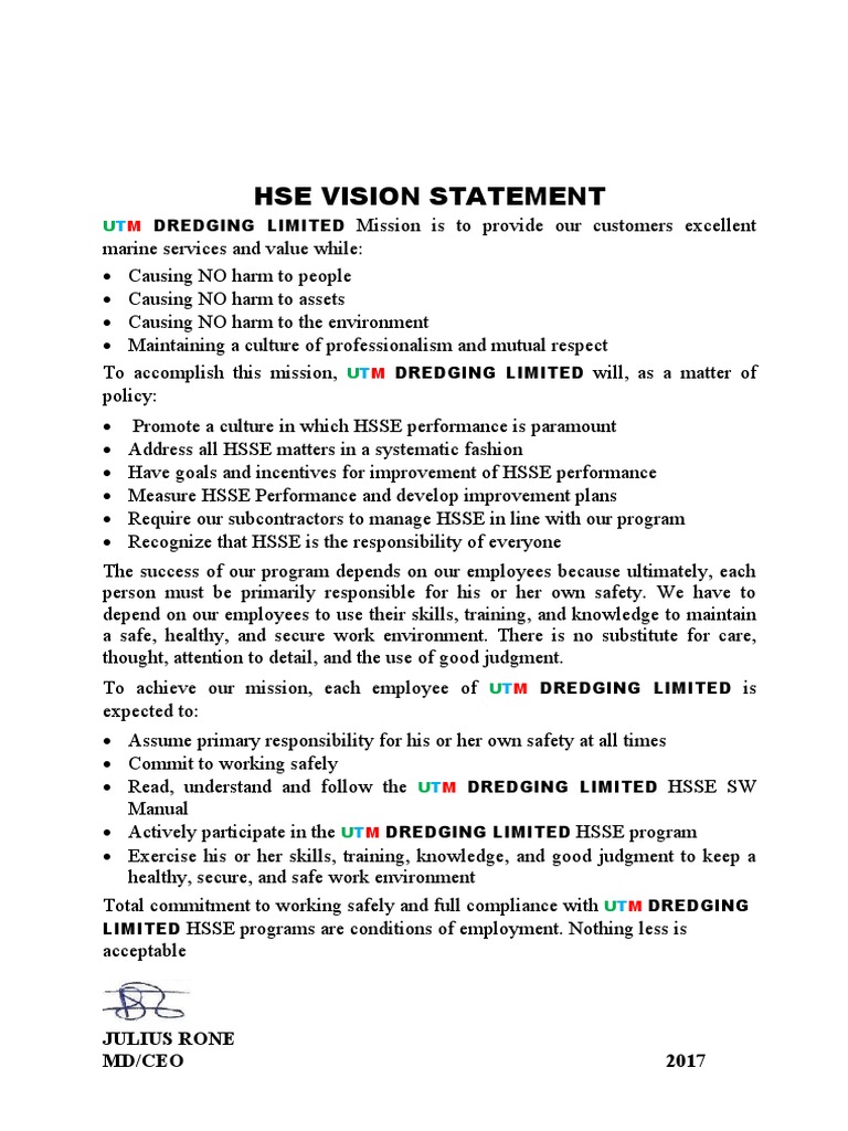 Hse Vision Statement | PDF | Business