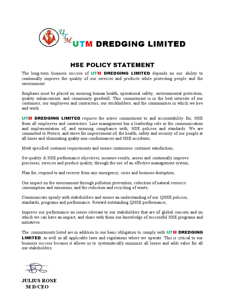 Hse Policy Statement | PDF