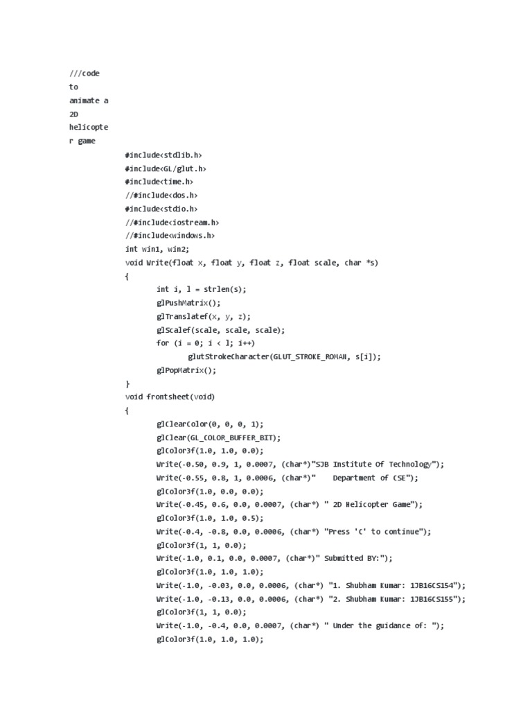 2D Helicopter Game: An Animated Helicopter Game Using OpenGL in C++ | PDF | Digital Technology ...