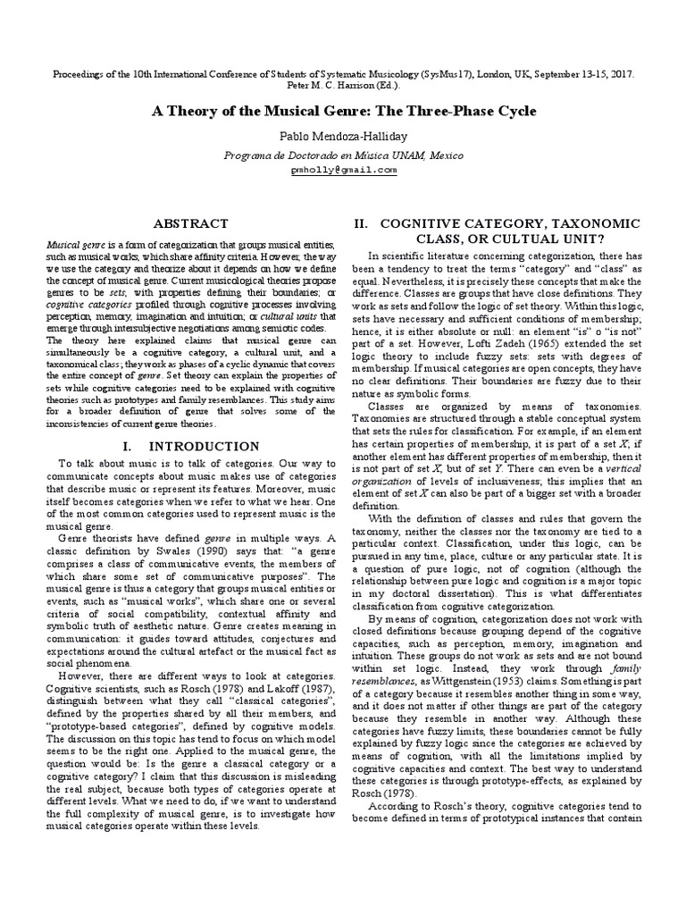 The Three-Phase Cycle of Musical Genre: A Theory of Genre as Cognitive ...