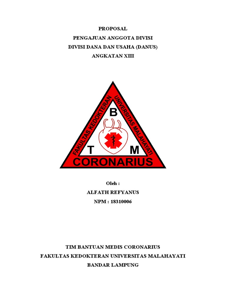 Pendaftaran Anggota Baru Divisi DANUS TBM Coronarius Universitas Malahayati | PDF