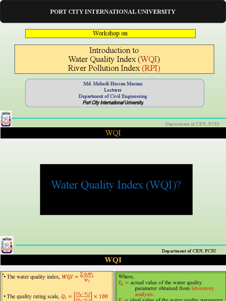 Introduction To Water Quality Index River Pollution Index | Download ...