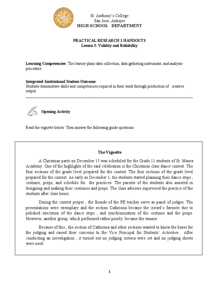 PR 1 Lesson 3 | PDF | Validity (Statistics) | Academic Discipline ...