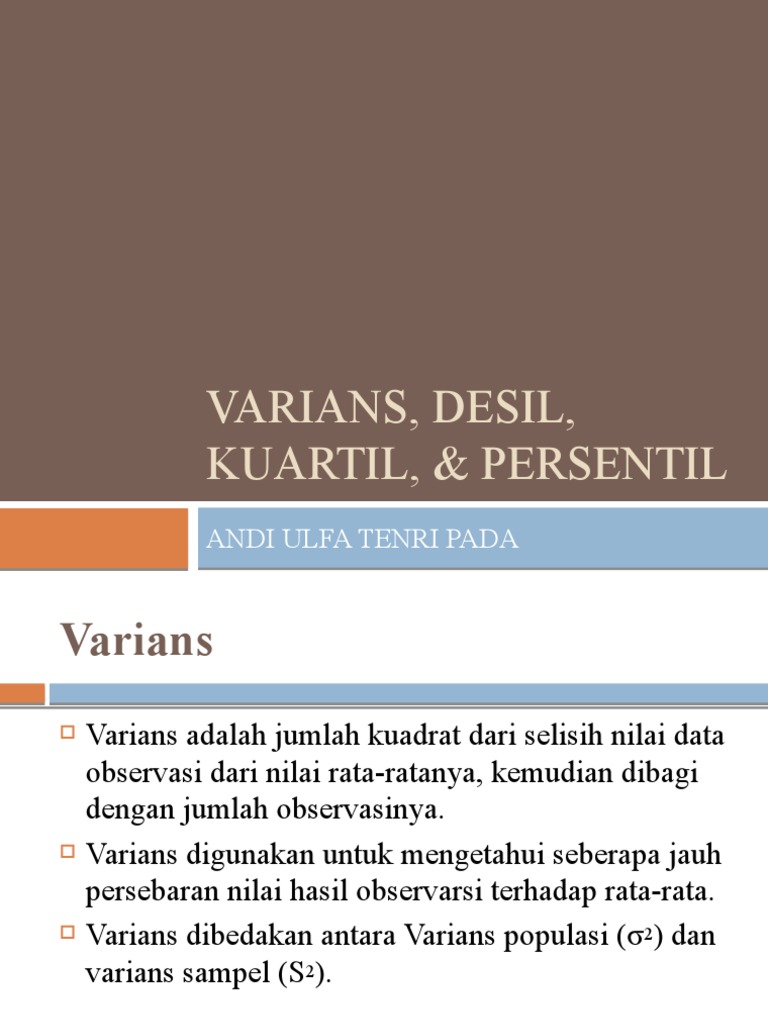 Varians, Desil, Kuartil, & Persentil | PDF