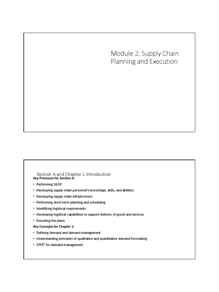 Module 2: Supply Chain Planning and Execution: Section A and Chapter 1 Introduction | PDF ...